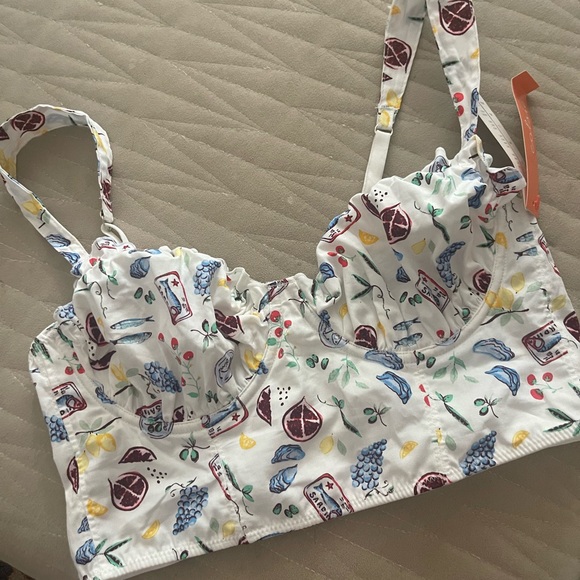Colsie | Tops | Colsie White Bralette With Colorful Fruit And Floral ...